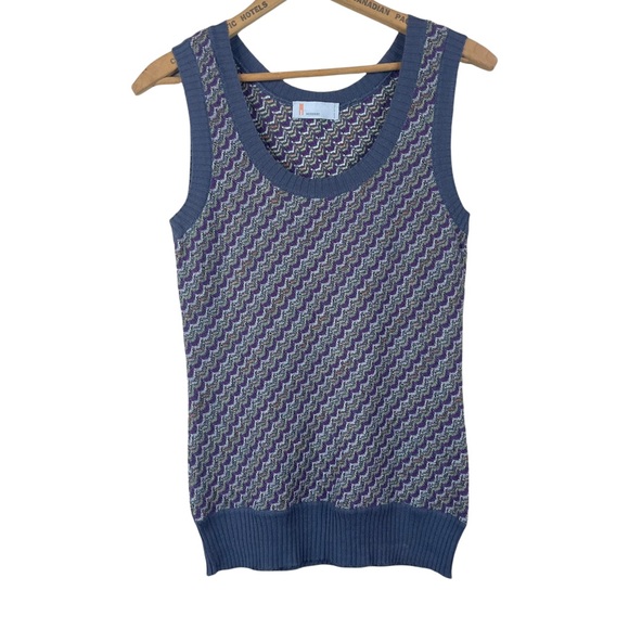 Missoni | Sweaters | Vintage Missoni Wool Knit Sweater Vest Made In Italy Stripe Wave Zig Zag ...